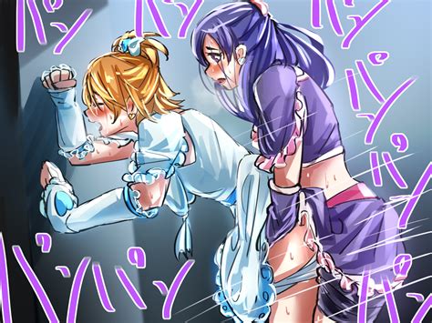 Rule 34 1futa 1girls Against Wall Blonde Hair Blush Bow Clothed