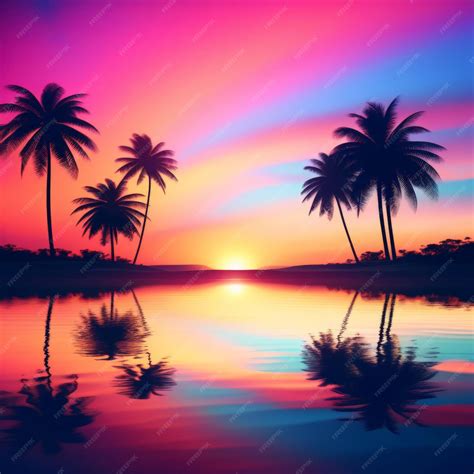 Premium Vector Palm Trees On Tropical Beach Palm Trees On Tropical Beach