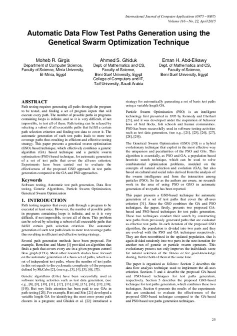 Pdf Automatic Data Flow Test Paths Generation Using The Genetical Swarm Optimization Technique