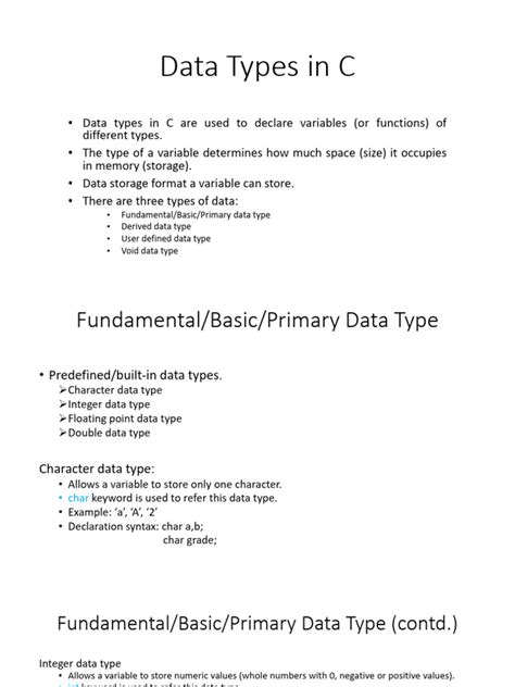 Data Type In C Pdf Data Type Integer Computer Science