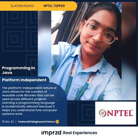 meghana krishna yadavalli on linkedin nptel