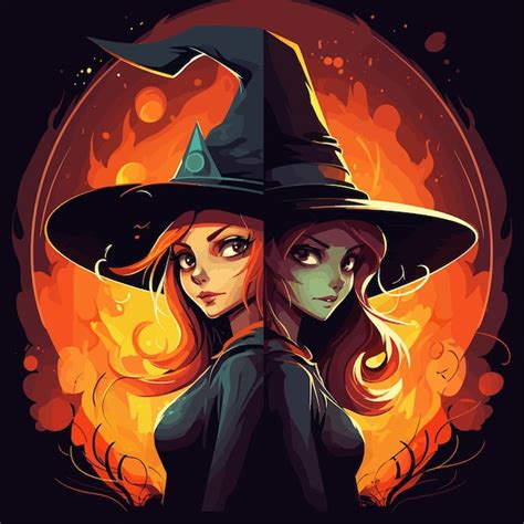 Premium Vector Coupleofwitchesforhalloweenvector