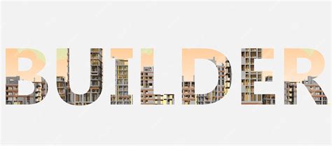 Premium Vector Builder Text Design With Building Construction Concept