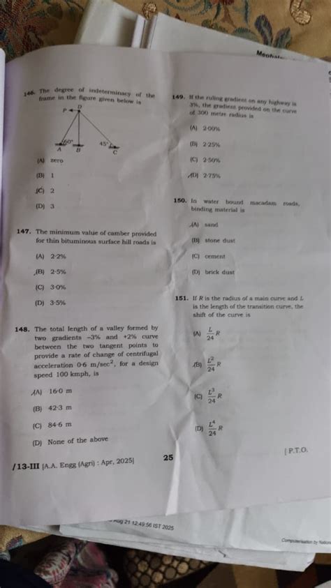 The Degree Of Indeterminacy Of The Frame In The Figure Given Below Is A