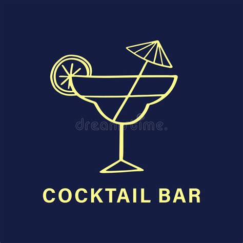 Cocktail Bar Drink Vector Logo Sketch Emblem Stock Vector
