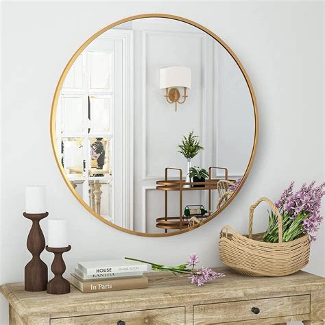 Gold Frame Round Mirror