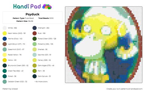Psyduck Fuse Bead Pattern Kandi Pad Kandi Patterns Fuse Bead