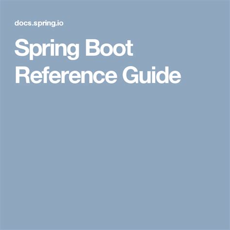 Spring Boot Reference Guide Spring Boots Boots Spring