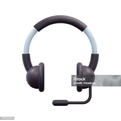 마이크 아이콘 벡터가 있는 3d 헤드폰 흰색 배경에 격리 지원 운영자 및 콜센터용 장비 만화 최소한의 스타일 3d 헤드셋 아이콘 벡터 렌더링 그림입니다 3차원 형태에 대한