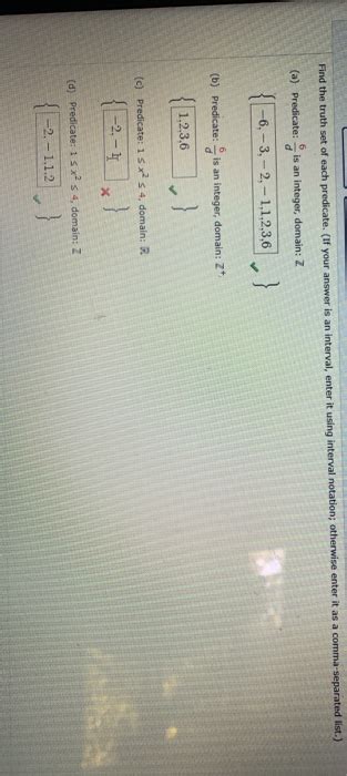 Solved Find The Truth Set Of Each Predicate If Your Answer