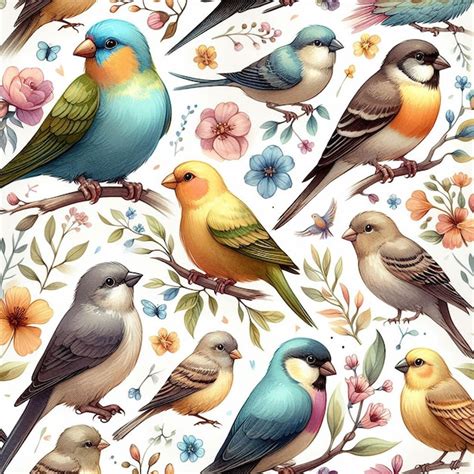 Premium Psd Cute Bird On Colorful Background Seamless Pattern Premium Psd Cute Bird On Colorful Background Seamless Pattern