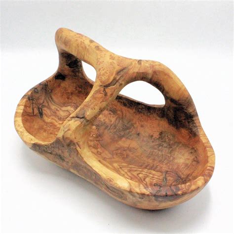 Olive Wood Fruit Basket With Handle Local Art Shop