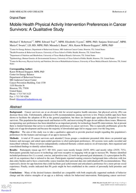 Pdf Mobile Health Physical Activity Intervention Preferences In