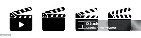 영화 클래퍼 아이콘 플랫 블랙 영화 클래퍼 보드 세트 물막이 판은 기호를 열고 닫았습니다 영화 영화 영화 심볼 개념 영화 제작