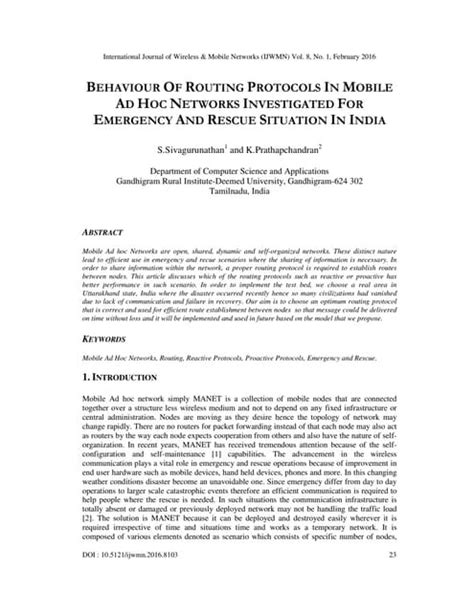 behaviour of routing protocols in mobile ad hoc networks investigated