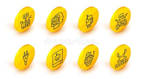 Set Line Robotic Robot Arm On Factory User Manual Electric Plug Mars Rover Humanoid And Icon