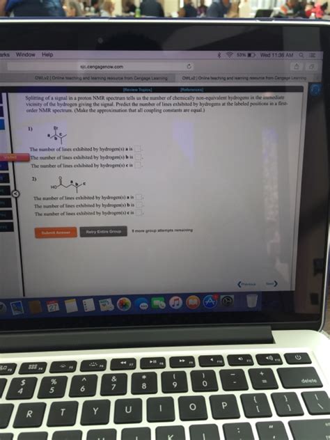 Solved Splitting Of A Signal In A Proton Nmr Spectrum Tells