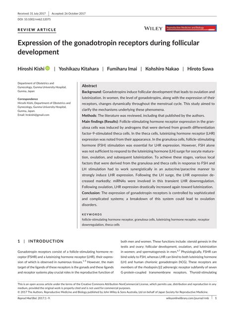 Pdf Expression Of The Gonadotropin Receptors During Follicular