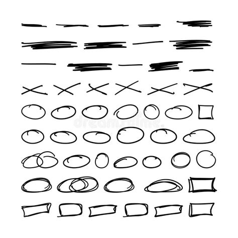 Different Types Of Highlighter Design Elements Include Underline Cross