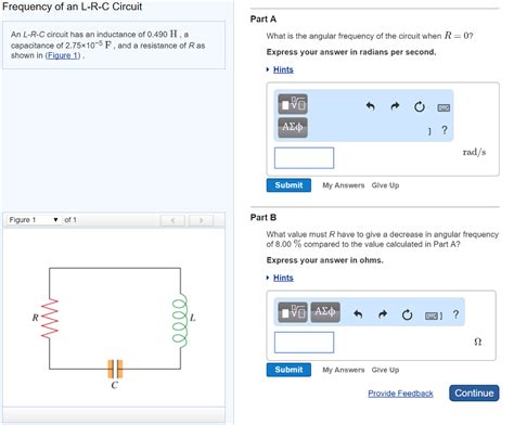 solved frequency of an l r c circuit part a an l r c circuit