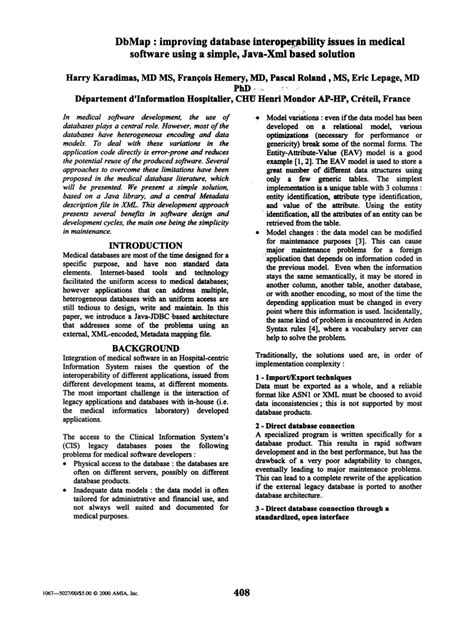 pdf dbmap improving database interoperability issues in medical software using a simple java