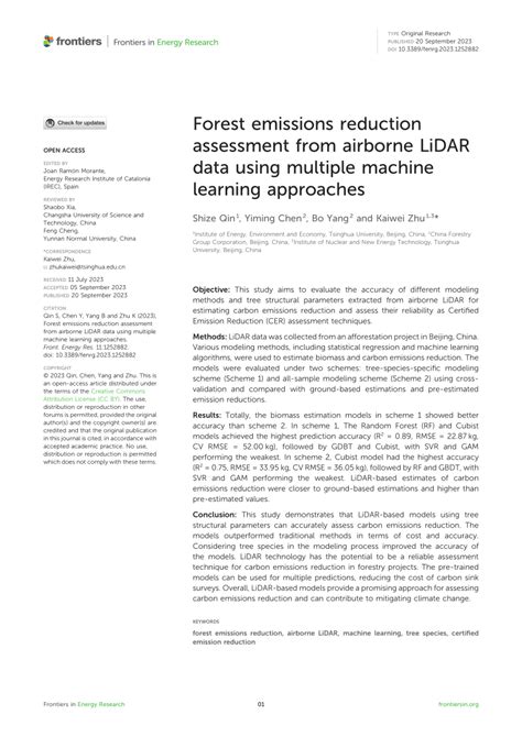 Pdf Forest Emissions Reduction Assessment From Airborne Lidar Data