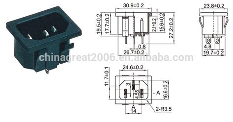 Iec Connector Snap Fit To Panel Inlet 3 Pins Iec Inlet Ac Power Socket C14 Ac 04 High Quality