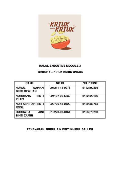 Ass Group 4 Module 3 Introduction To Halal Exercise Halal Executive