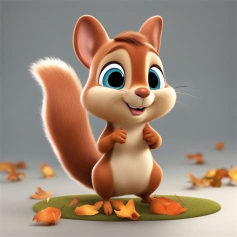 Cute 3d Squirrel Cartoon Premium Ai Generated Image