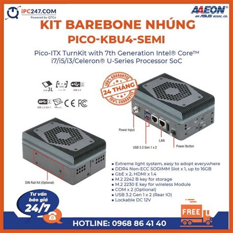 Kit Barebone Nhúng PICO KBU4 SEMI Pico ITX