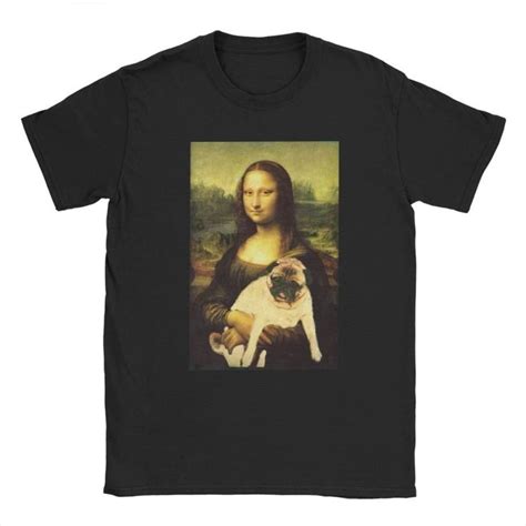 Mona Lisa 2024 เสื้อยืดผ้าฝ้าย 【new】 เสื้อยืดสีขาวเสื้อยืดพิมพ์ลาย Mona Lisa Pug Dark Lord สไตล์