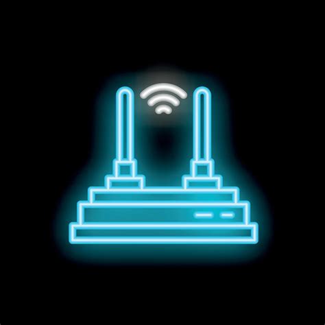 Neon Wifi Router Emitting Wireless Signal Icon On Black Background Vector Art At Vecteezy