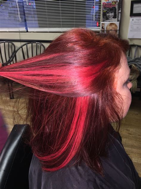 Red Hair With Hot Pink Peekaboo Highlights Natural Red Hair Red Hair