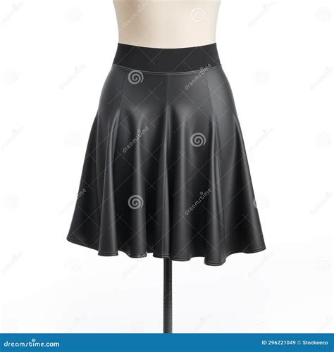 Black Faux Leather Skater Skirt Photorealistic Renderings Stock