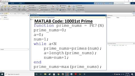 Project Euler In Matlab Problem 7 10001st Prime Number Youtube