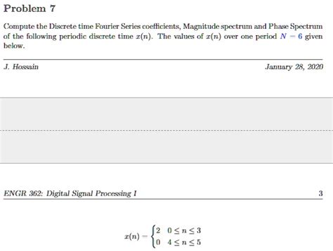 Problem 7 Compute The Discrete Time Fourier Series Coefficients Magnitude Spectrum And Phase