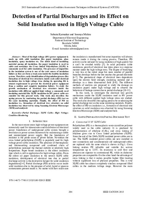 Pdf Detection Of Partial Discharges And Its Effect On Solid