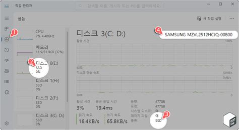 윈도우11 Pc노트북에 Ssd 또는 Hdd 드라이브 유형 확인 방법