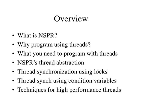 PPT Multi Threaded Programming With NSPR PowerPoint Presentation