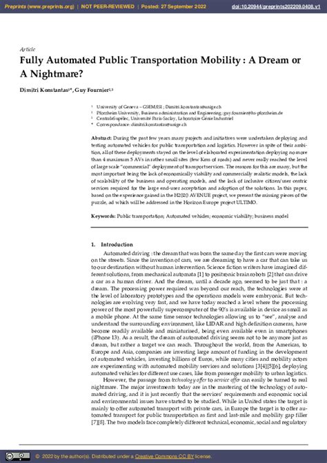 Pdf Fully Automated Public Transportation Mobility A Dream Or A