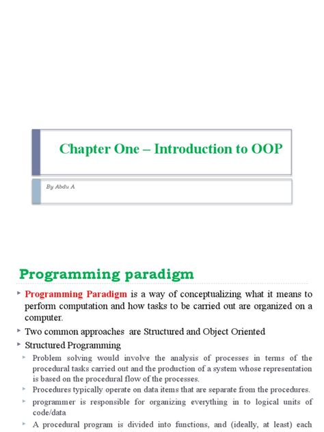 Oop Chapter 1 Pdf Object Oriented Programming Object Computer
