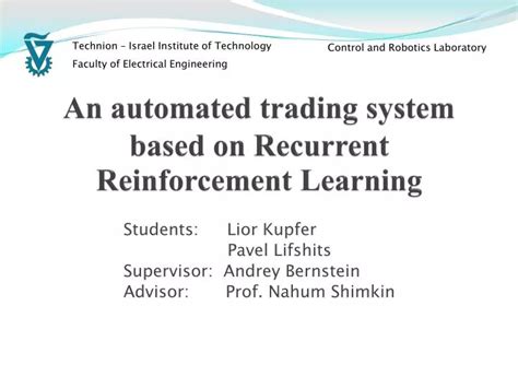 Ppt An Automated Trading System Based On Recurrent Reinforcement Learning Powerpoint