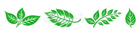 Leaf Icons Set Ecology Nature Element Green Leafs Environment And