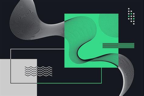 Premium Vector Abstract Geometric Composition With Green Square Shape And Subtle Twisted Lines