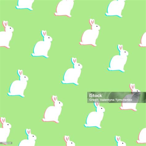 녹색 배경에 고립 된 흰색 토끼와 매끄러운 패턴 귀여운 부활절 알비노 토끼 장식 인쇄 벡터 Eps 10 Mid Autumn Festival에 대한 스톡 벡터 아트 및 기타