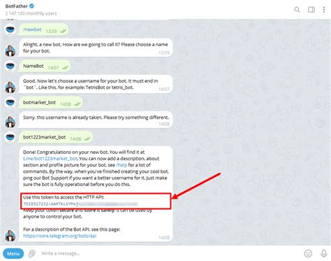 Creating A Bot In Bofather Api Token Release