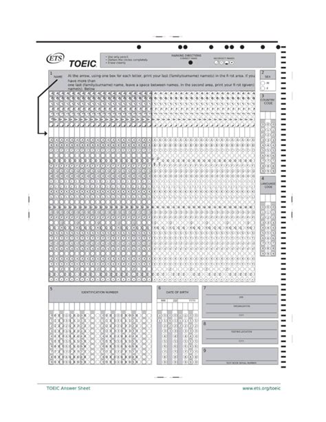 Pdf Mẫu Answer Sheet Toeic Mới Nhất