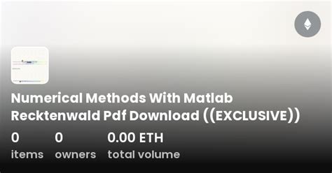 Numerical Methods With Matlab Recktenwald Pdf Download Exclusive Collection Opensea
