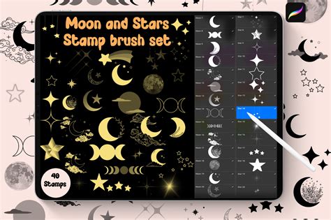 Moon And Stars Procreate Brush Stamps Graphic By Niki Lyn Digital Moon And Stars Procreate Brush Stamps Graphic By Niki Lyn Digital