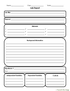 Science Lab Report Template By Fun With Ms Kang Tpt